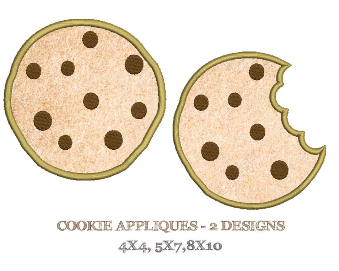CHOCOLATE CHIP COOKIES - Applique Design - 2 Designs (whole Cookie and ...