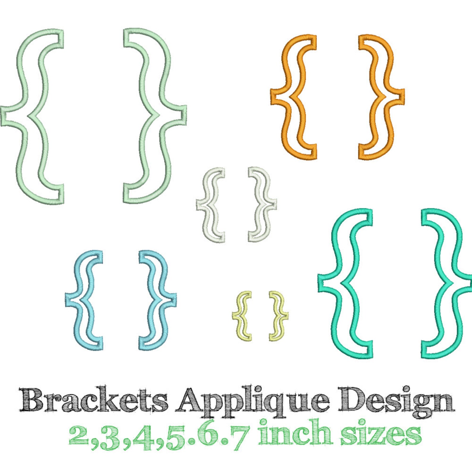 BRACKETS APPLIQUÉ DESIGN Left and Right Brackets 2 Inch 3 - Etsy