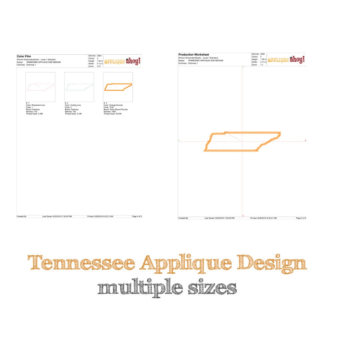 TENNESSEE - Applique Design - Machine Embroidery - Multiple Sizes ...