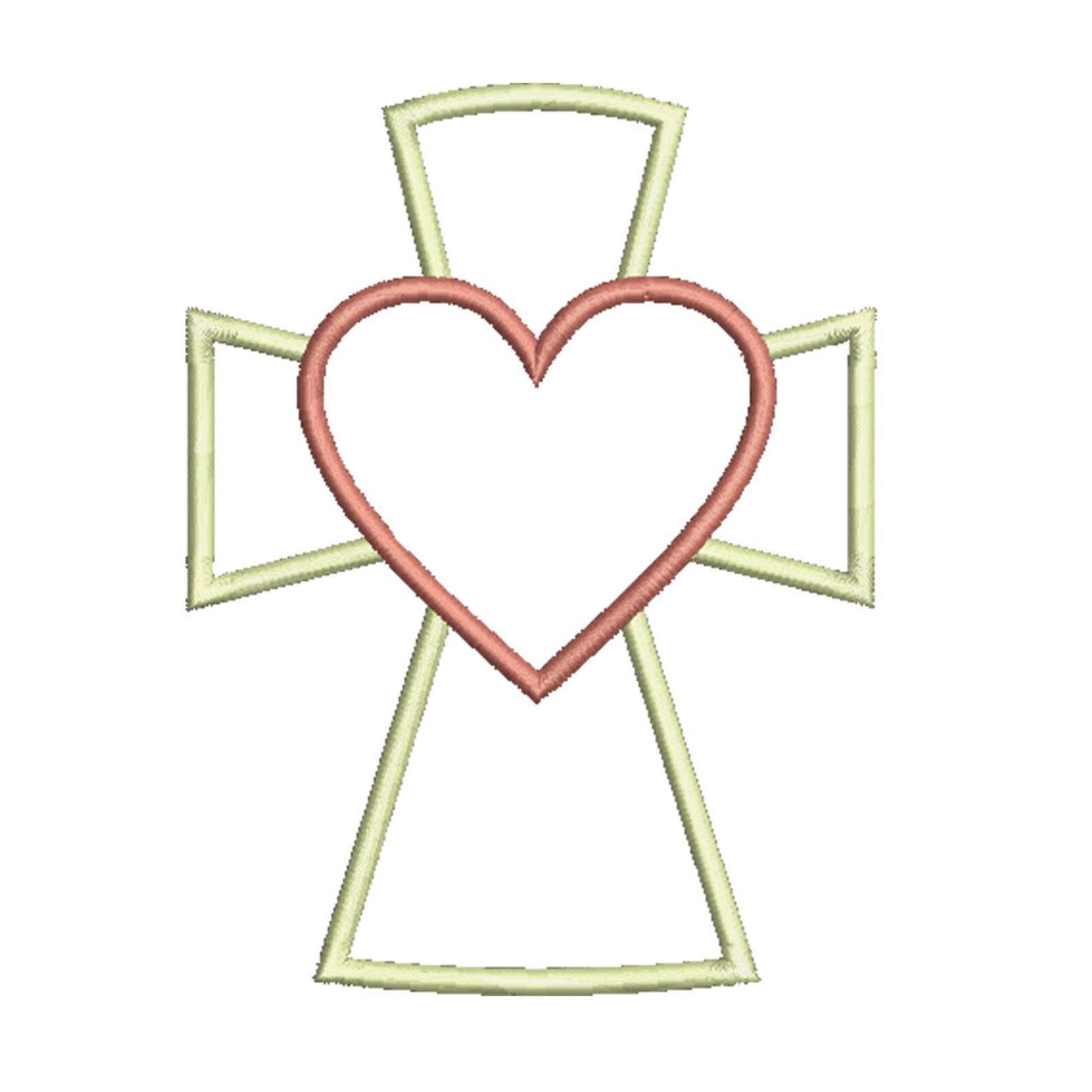 CROSS MONOGRAM in HEART Applique Design Instant Download | Etsy