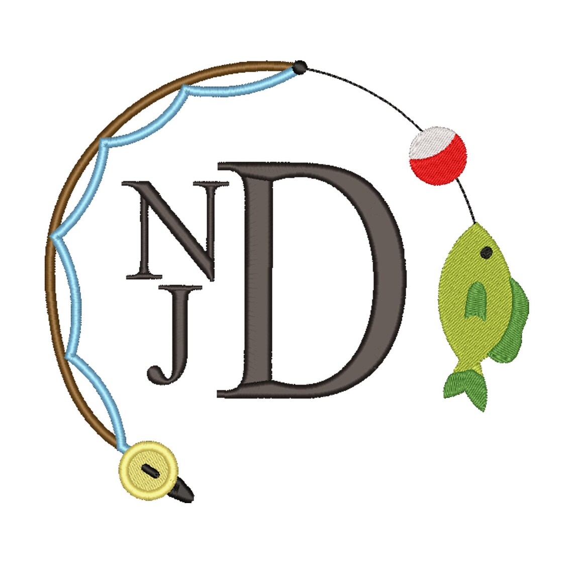 FISHING ROD MONOGRAM Frame Embroidery Design Multiple - Etsy