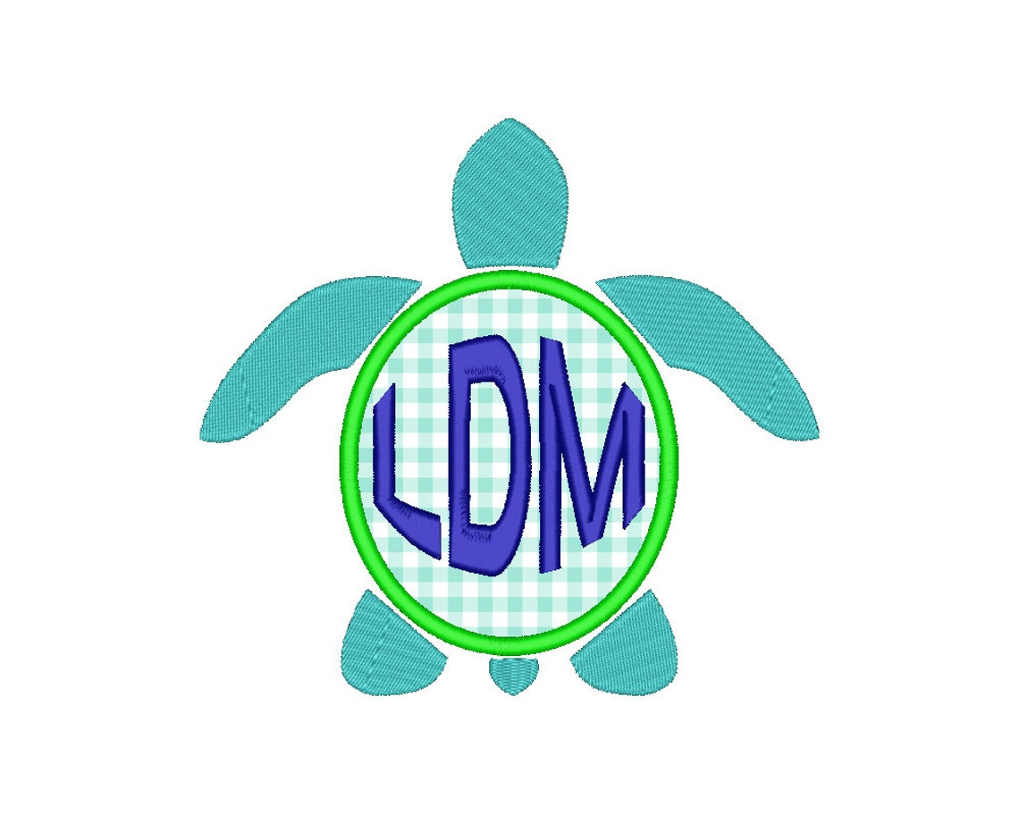 SEA TURTLE MONOGRAM Embroidery and Appliqué Design - Etsy