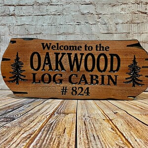 Outdoor Wooden Carved Cabin Sign With Pine Trees, Benchmark Signs - Etsy