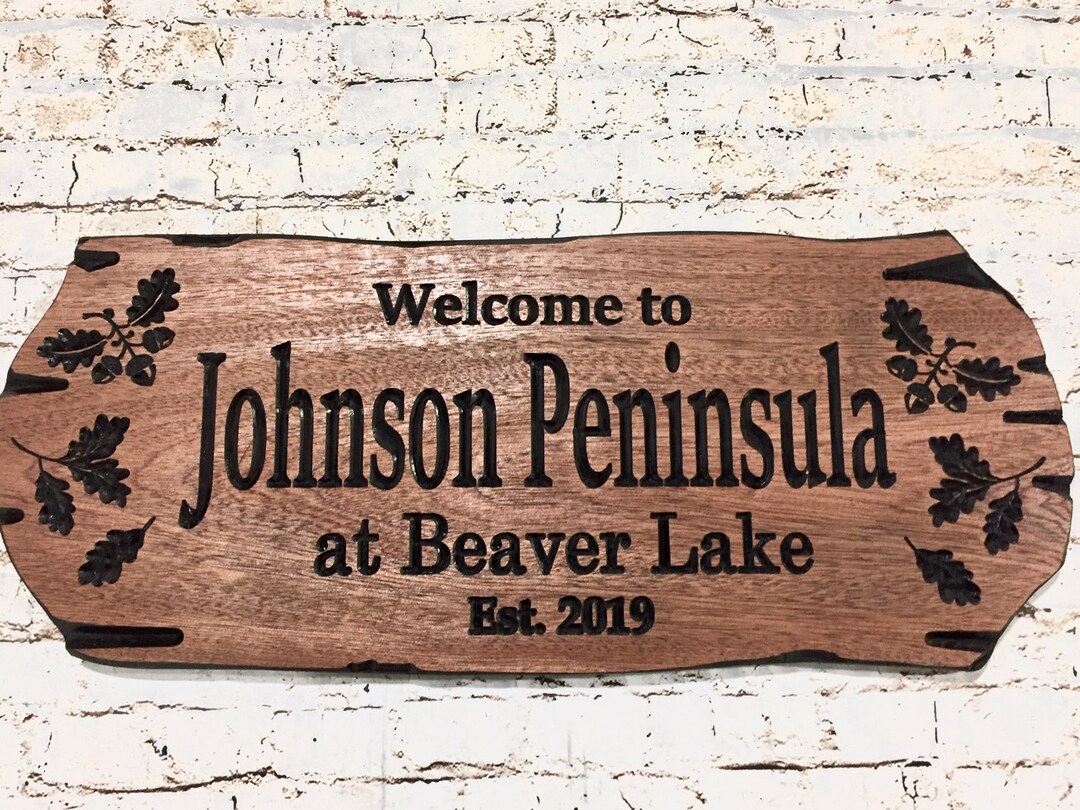 Custom Outdoor Wooden Carved Sign With Oak Leaves Acorns and - Etsy