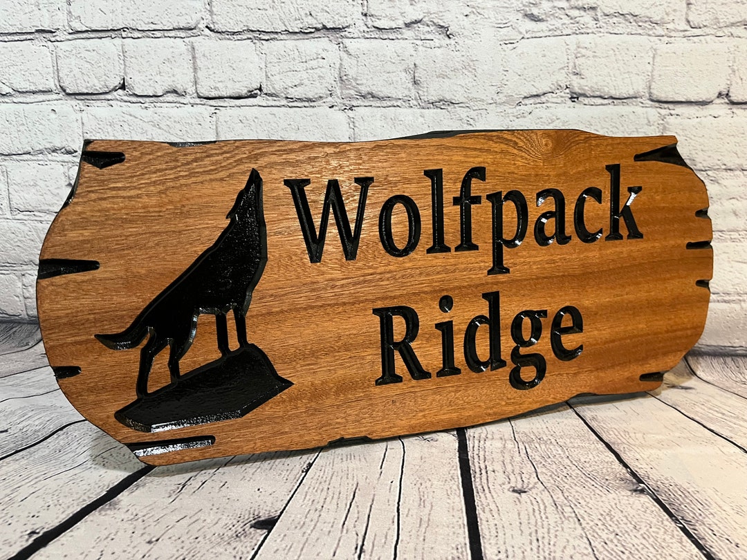 Personalized Carved Wood Sign: Howling Wolf Cabin Decor - Etsy