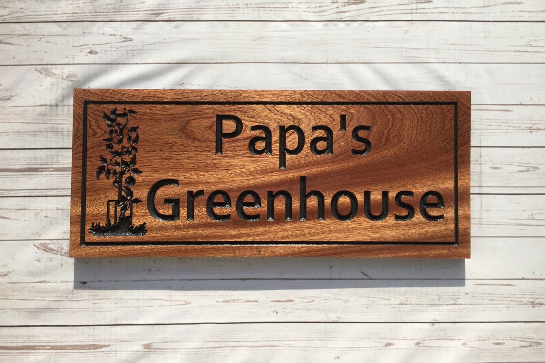 Custom Wood Sign for Greenhouse, Personalized Text With Tomato Plants ...