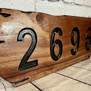Rustic Wooden Carved House Number Sign, Handcrafted Address Plaque ...