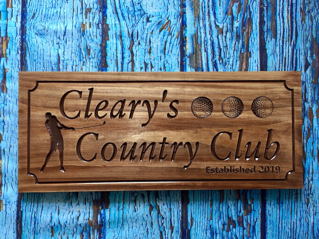 Custom Carved Wooden Golf Sign, Personalized Gift for Dad, Country Club ...