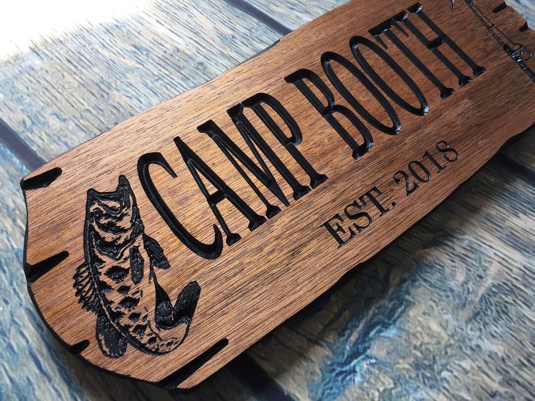 Custom Carved Fishing Sign, Personalized Wooden Bass Fish Plaque ...