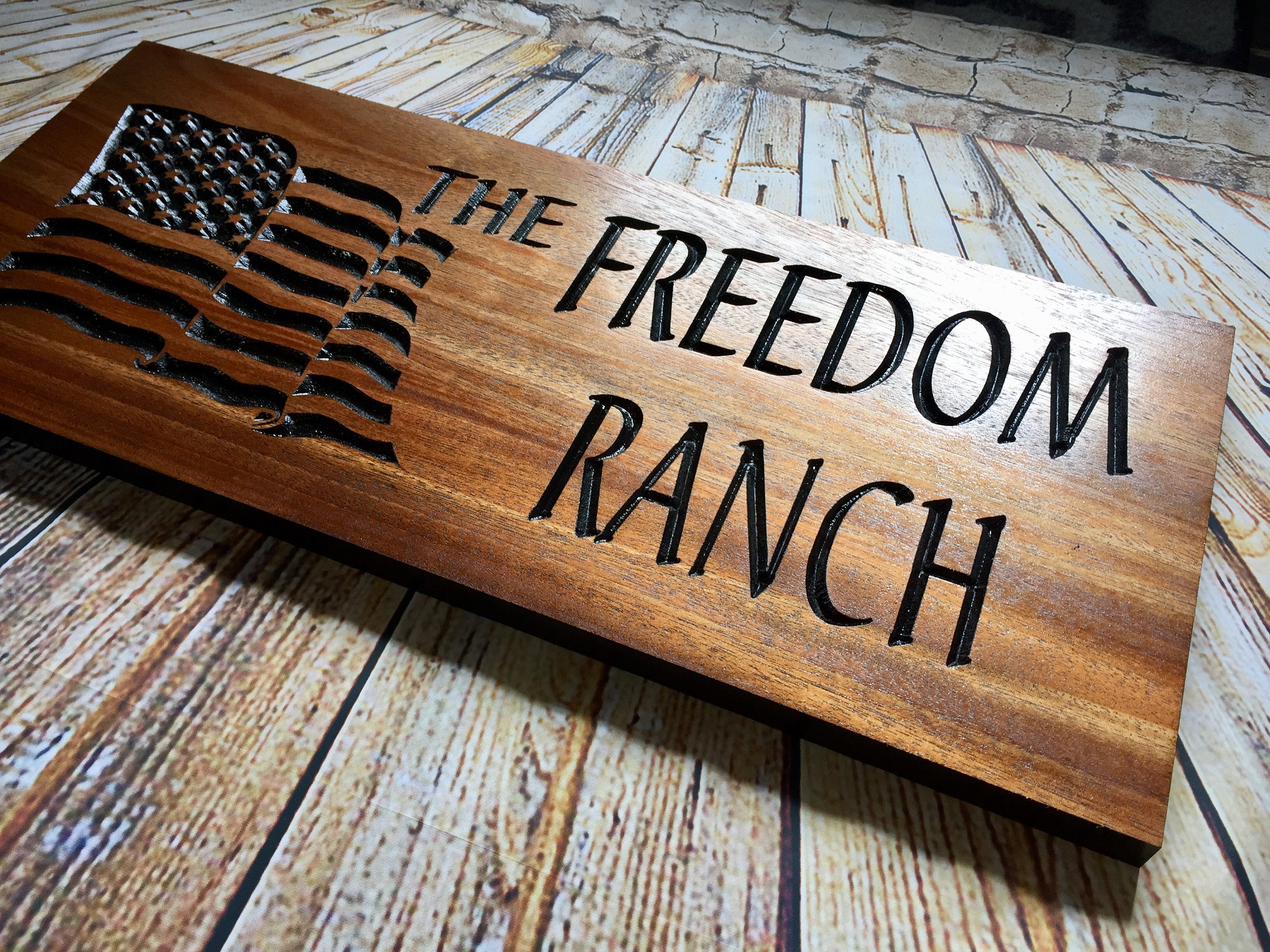 Outdoor Sign With American Flag Personalized Signs Wood | Etsy