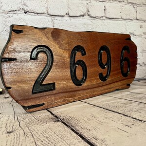 Rustic Wooden Carved House Number Sign, Handcrafted Address Plaque ...
