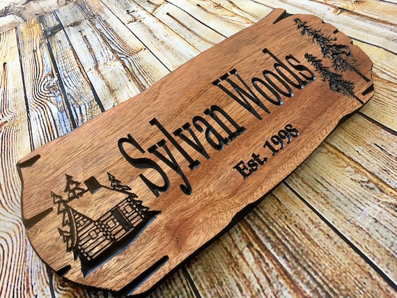 Rustic Log Cabin Signs CUSTOM ANY DESIGN: Personalized Rustic Wood