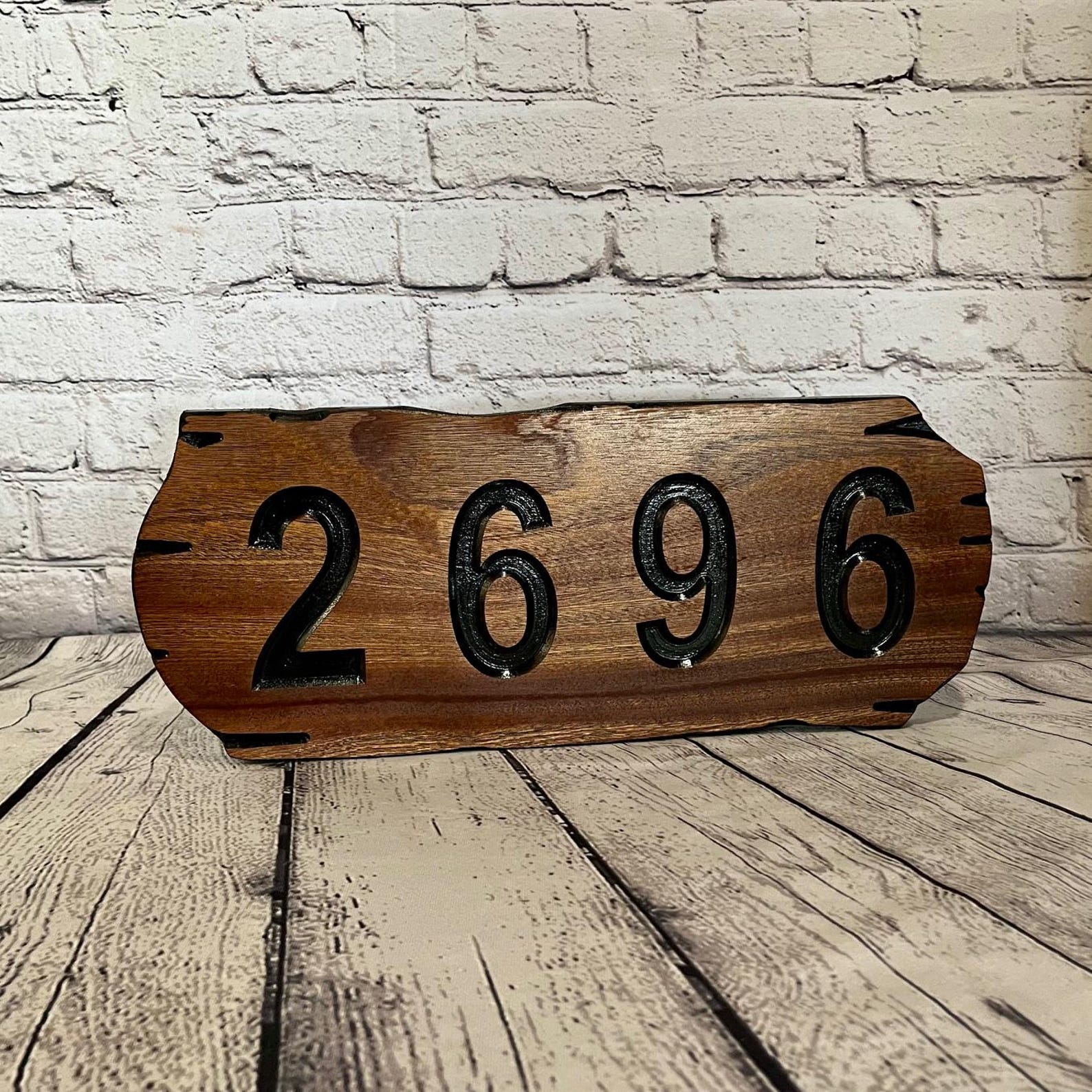Rustic Wooden Carved House Number Sign, Hand Cut Rustic Address Plaque ...