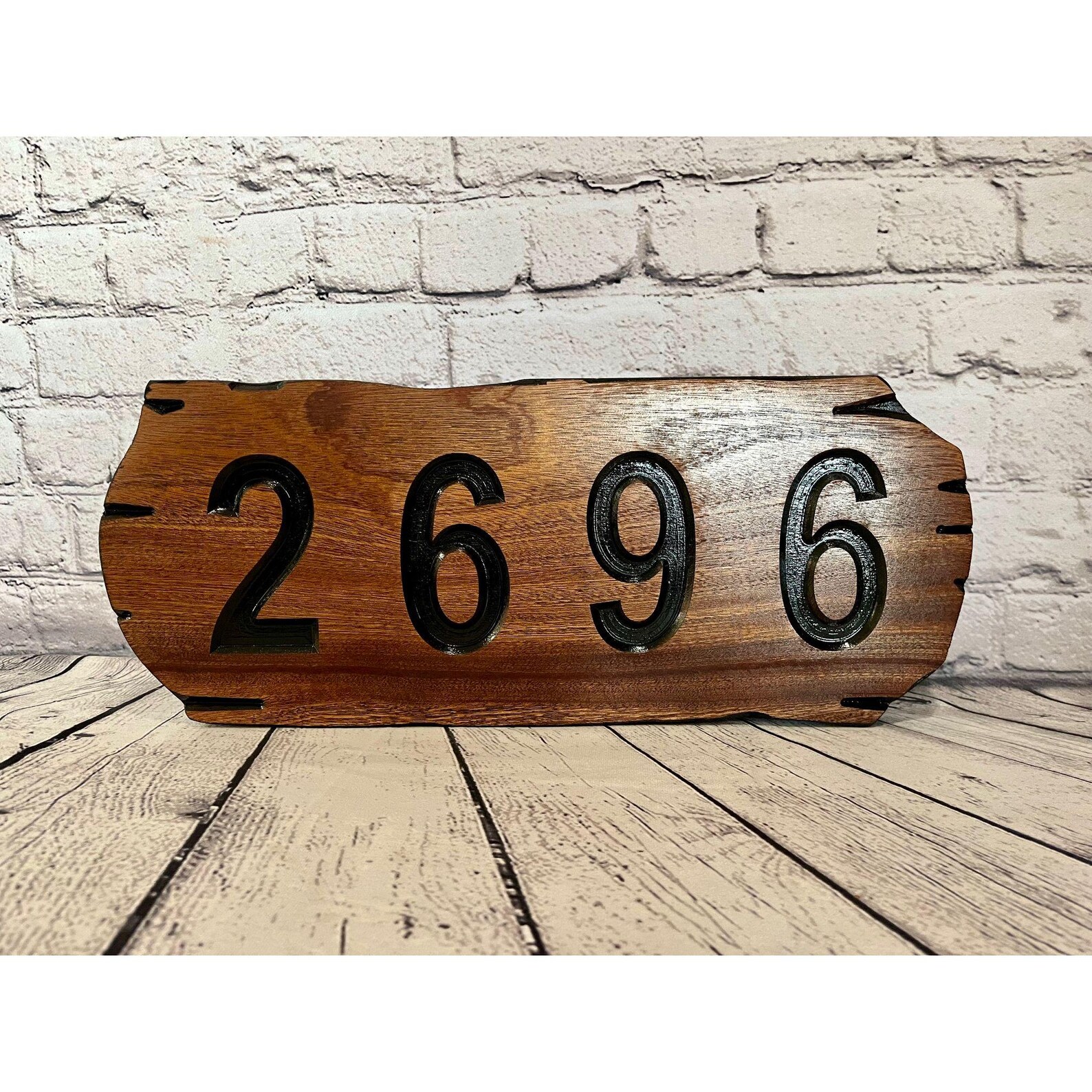 Rustic Wooden Carved House Number Sign, Hand Cut Rustic Address Plaque ...