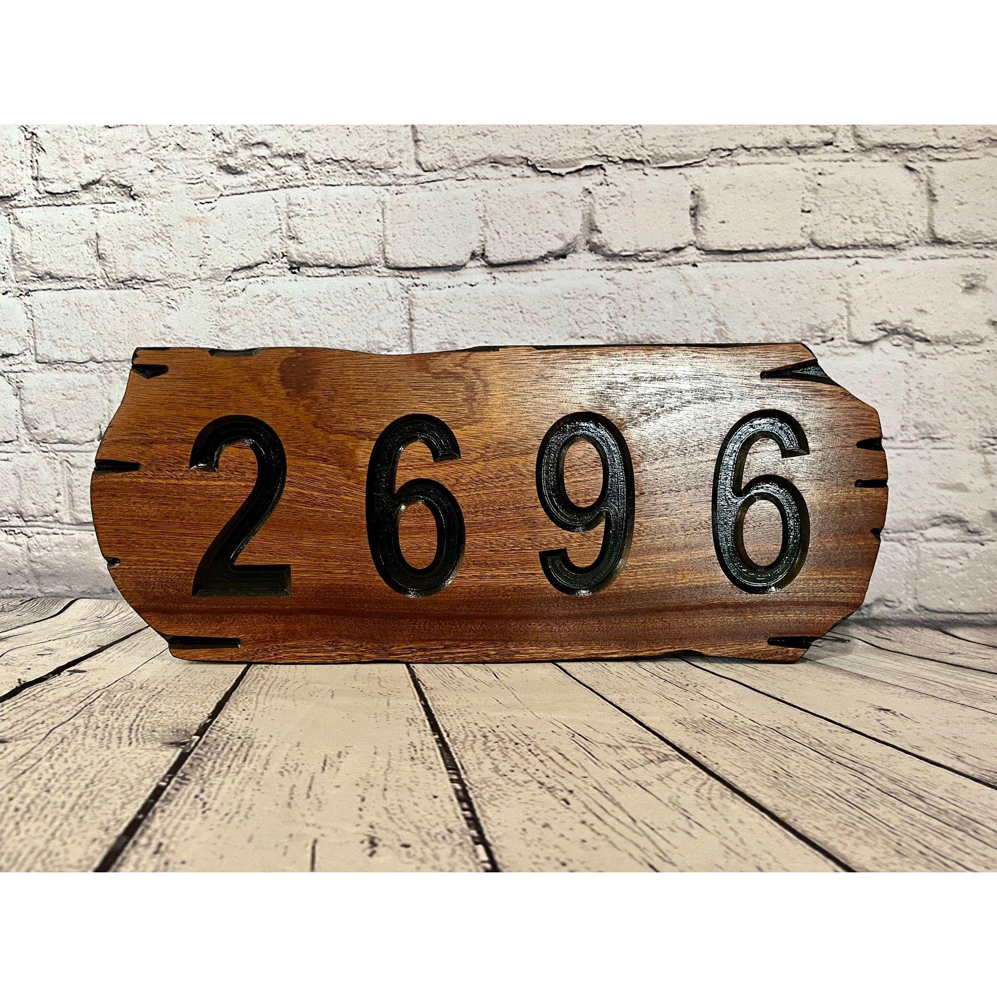 Stylized House Numbers Wood Plank Carved Wooden Seashore, Beach And