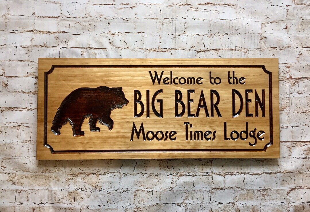 Personalized Rustic Bear Cabin Sign: Custom Wooden Lodge Decor - Etsy