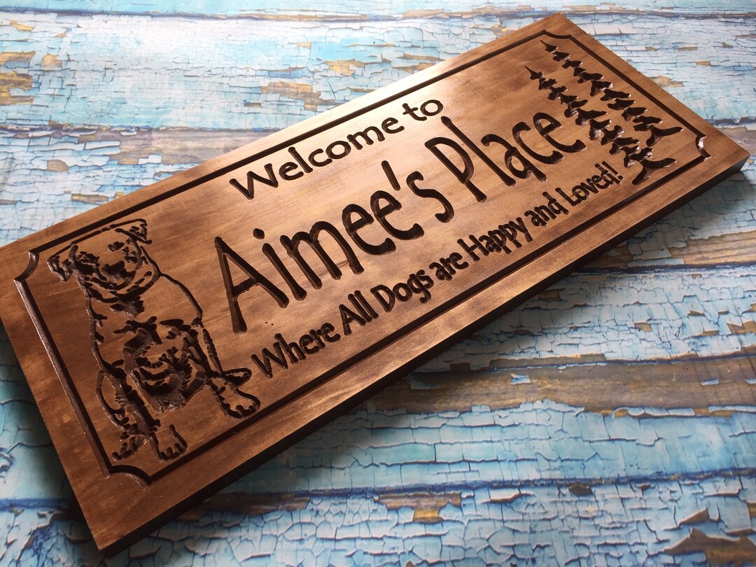 Personalized Wooden Carved Sign With Labrador Retriever and Trees ...