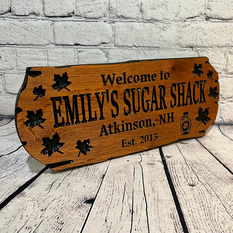 Personalized Sugar Shack Sign: Carved Maple Leaf Decor - Etsy