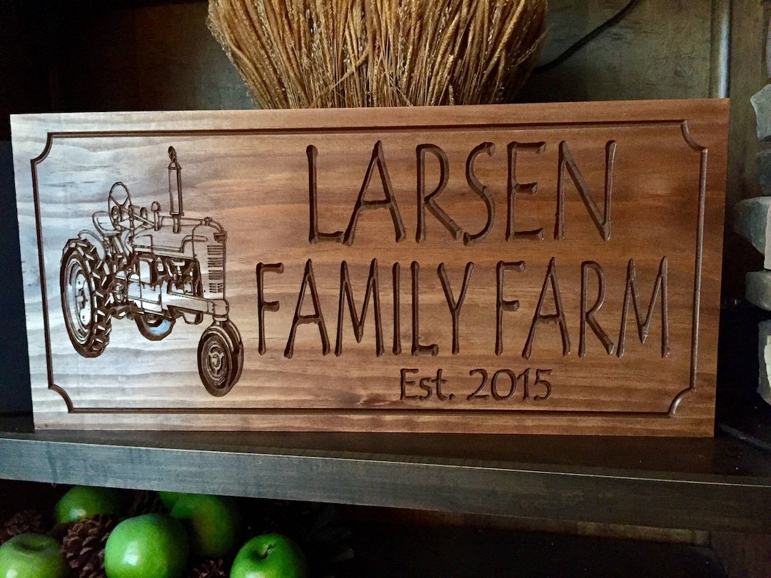 Wooden Carved Sign With Vintage Tractor, Rustic Farm Decor, Outdoor ...