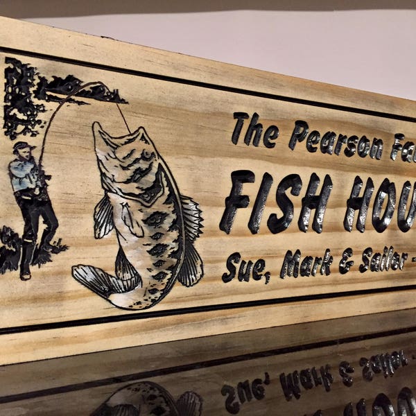 Wood Carved Fish Sign - Etsy
