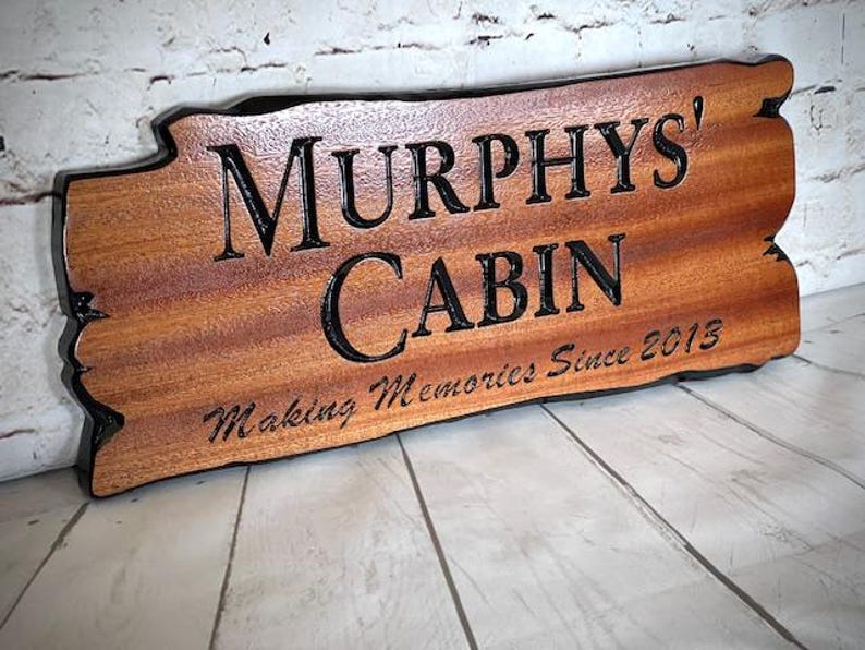 Wooden Carved Cabin Sign With Rustic Edges and Personalized Text - Etsy