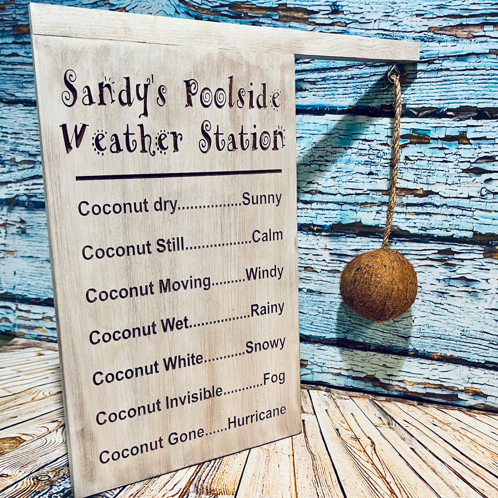 Personalized Coconut Weather Station Sign: Beach House Decor - Etsy