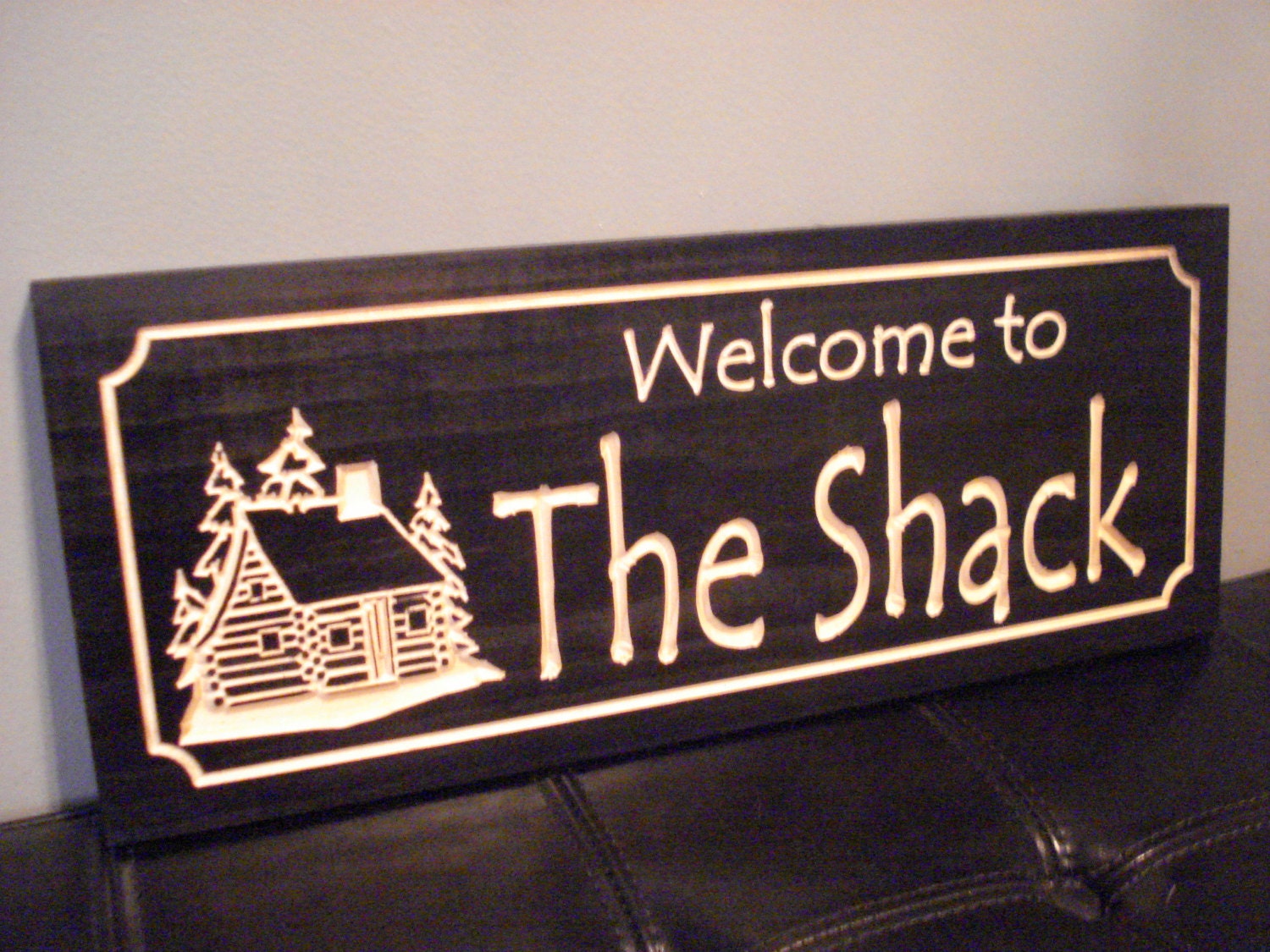 Log Cabin Sign Shack Wooden Welcome Sign Personalized Cabin - Etsy