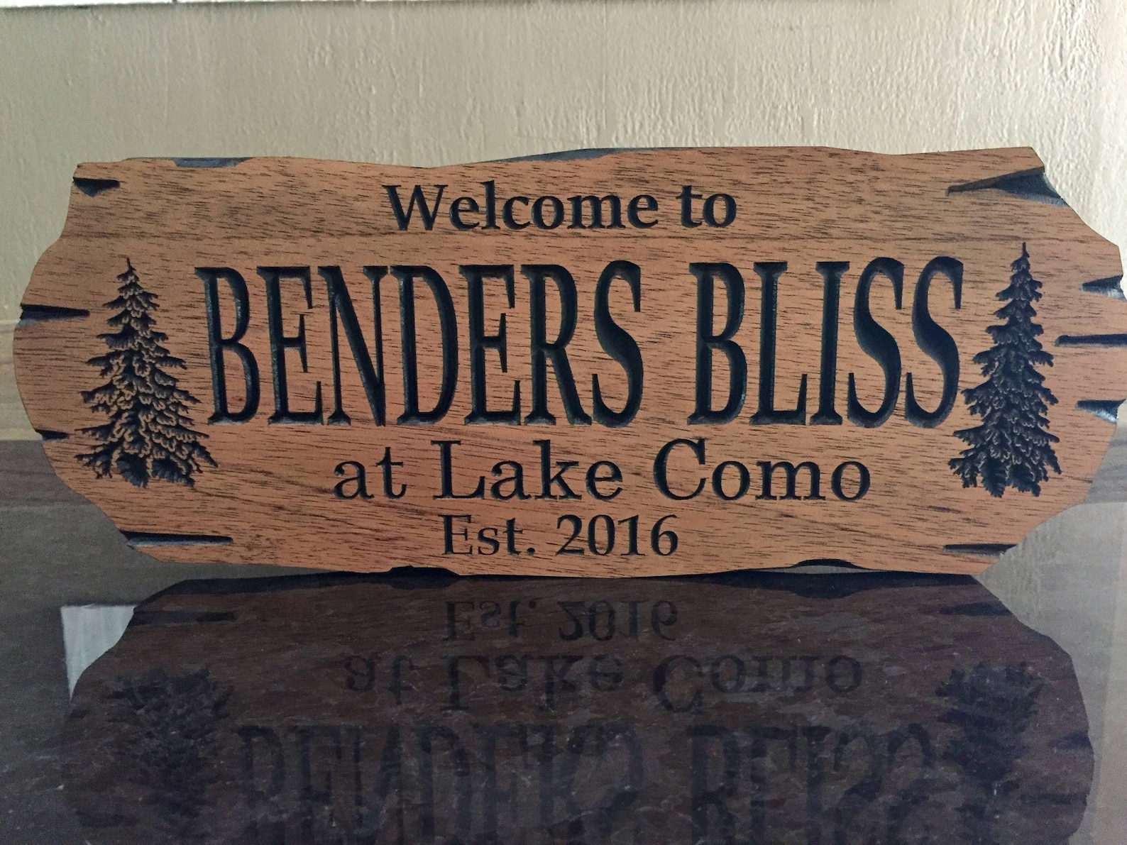 Outdoor Carved Sign, Custom Wooden Carved Cabin Sign, Pine Trees, Camp ...