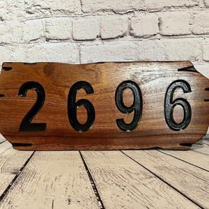 Rustic Wooden Carved House Number Sign, Handcrafted Address Plaque ...