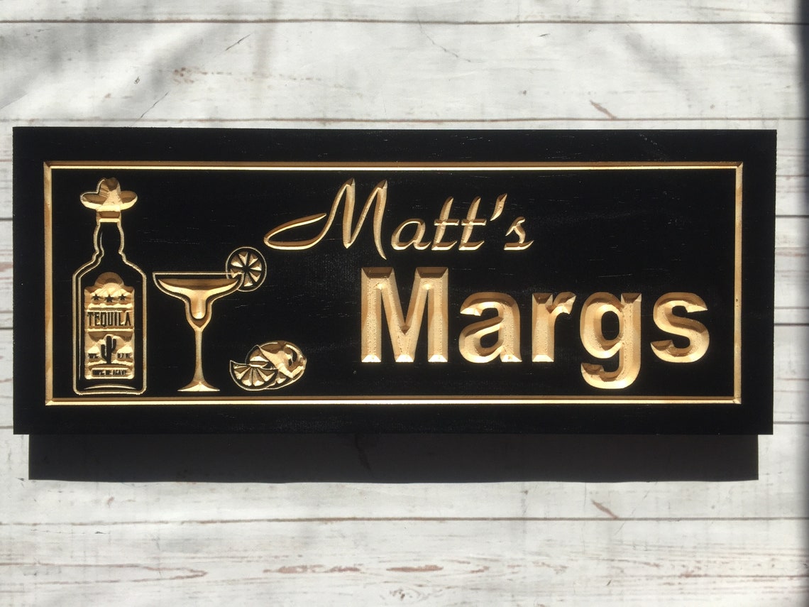 Personalized Bar Sign With Tequila Margarita Glass and Limes - Etsy