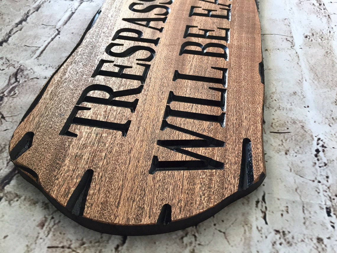 No Trespassing Outdoor Wood Carved Signs Rustic Sign Rustic - Etsy