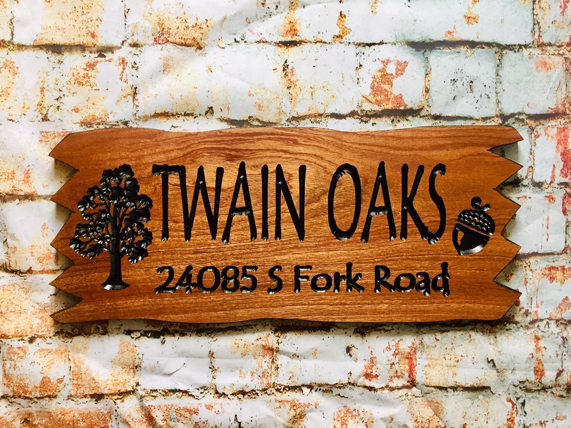 Custom Rustic Sign With Oak Tree Acorn and Jagged Edges - Etsy