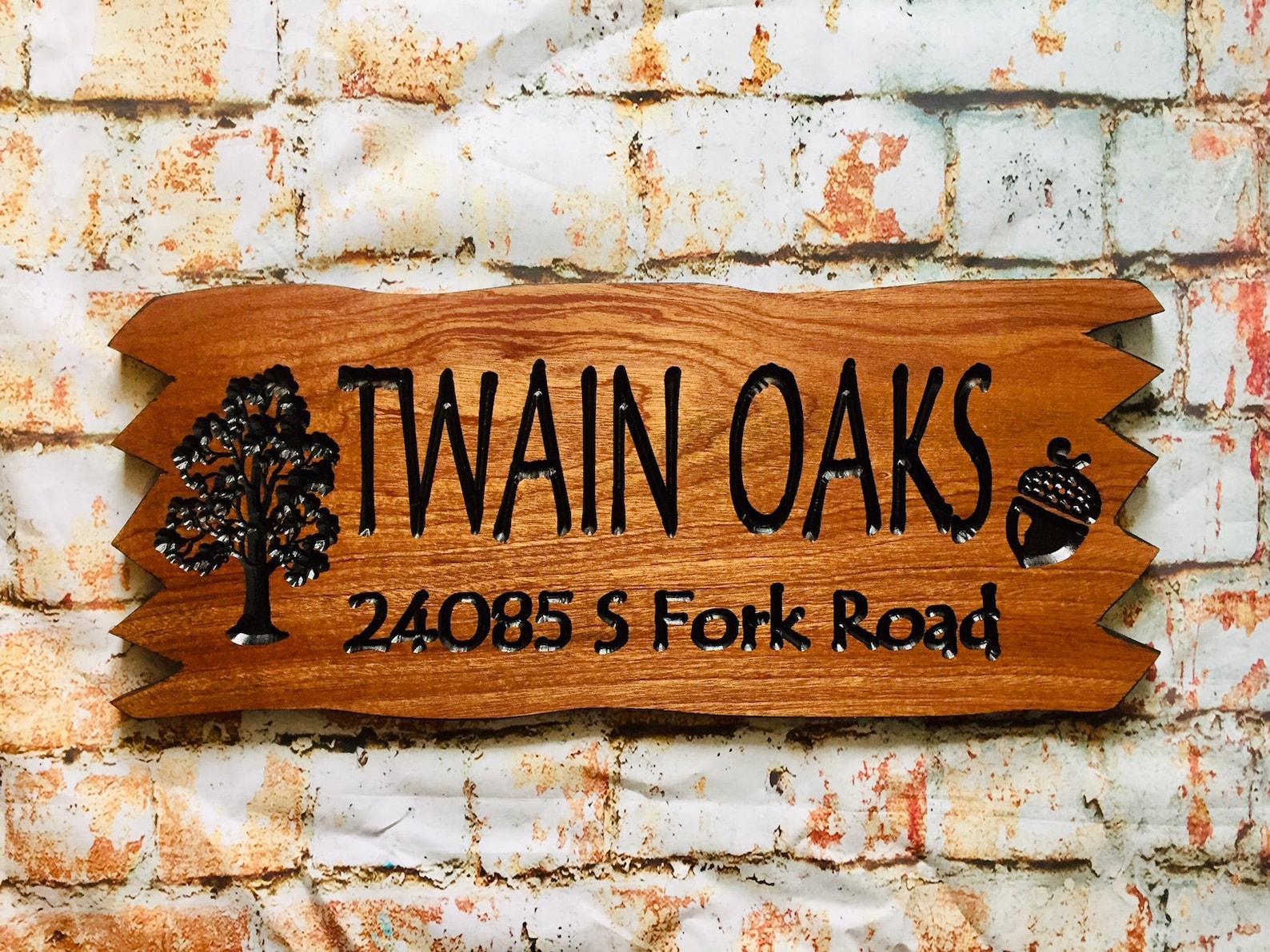 Custom Rustic Sign With Oak Tree Acorn and Jagged Edges | Etsy