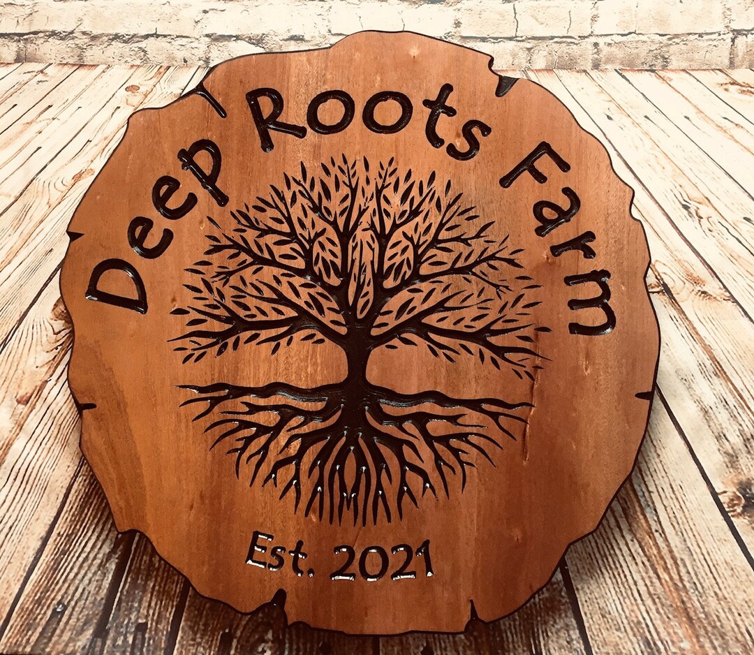 Custom Carved Wooden Sign: Tree of Life, Rustic Edge Plaque - Etsy