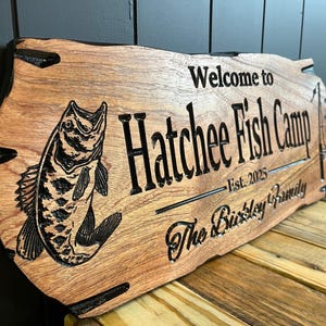 Custom Carved Wood Cabin Sign: Fishing & Lake House Decor - Etsy