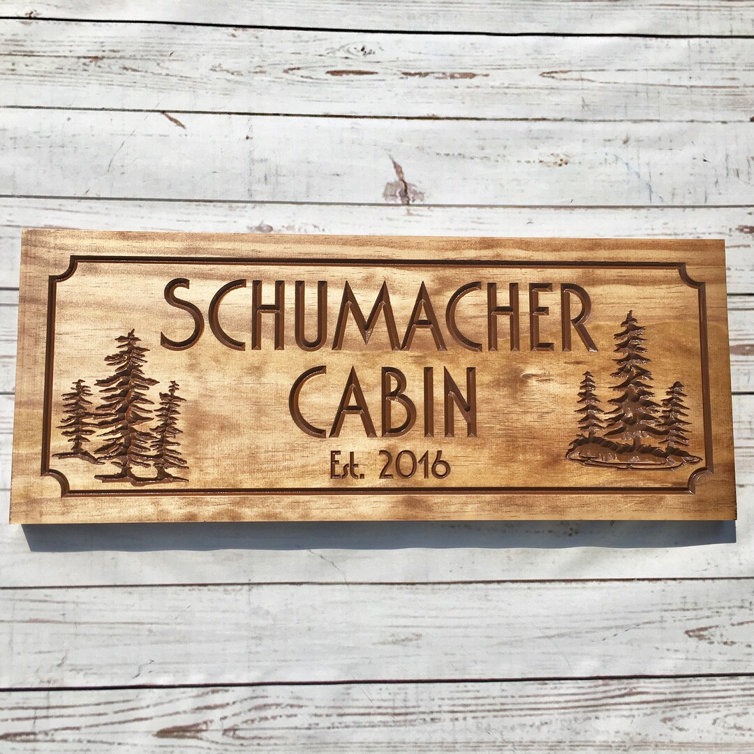 Custom Carved Wood Cabin Sign: Personalized Family Cottage Decor - Etsy