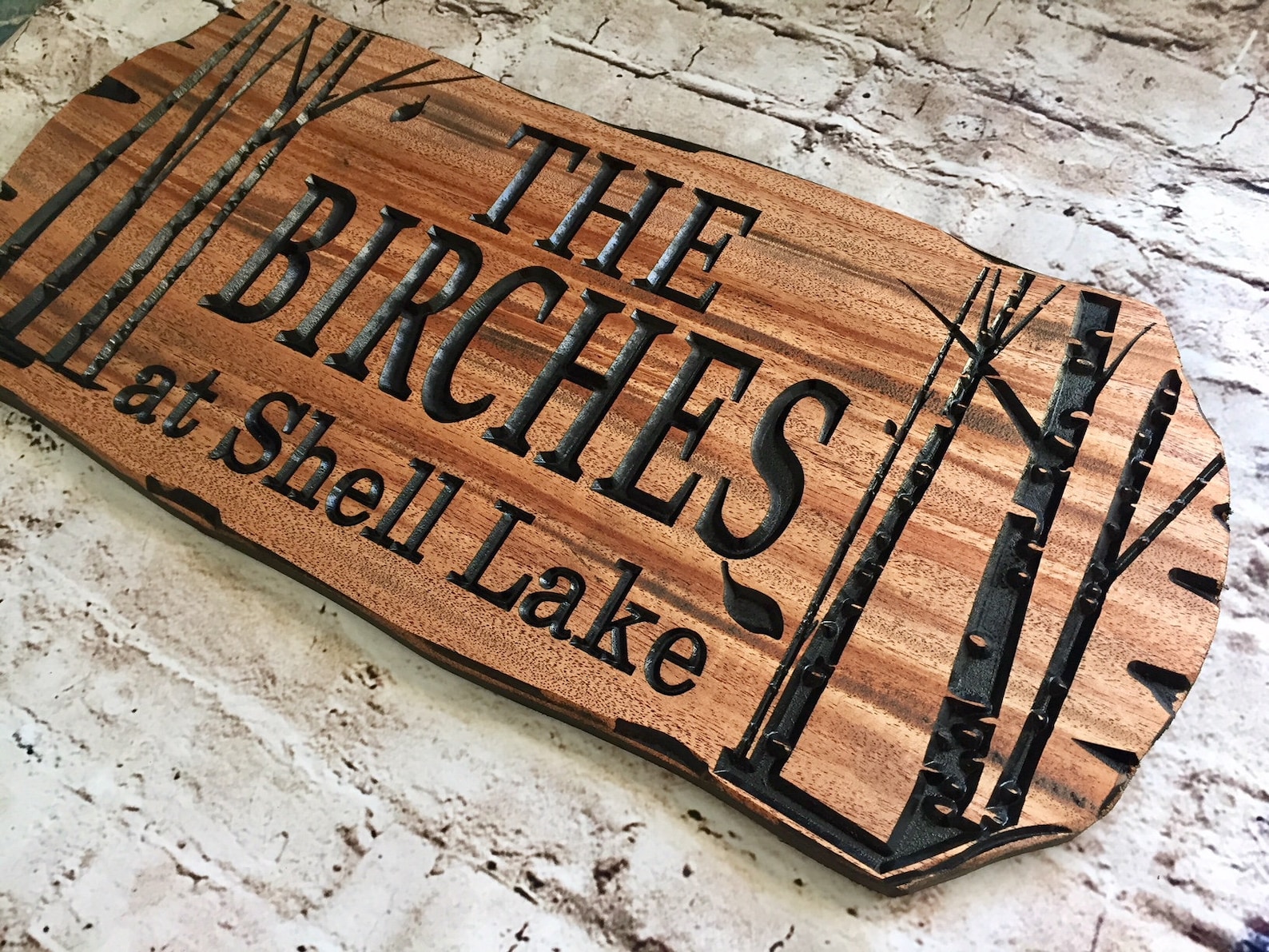 Cabin Sign Outdoor Wood Sign Birch Trees Rustic Signs | Etsy