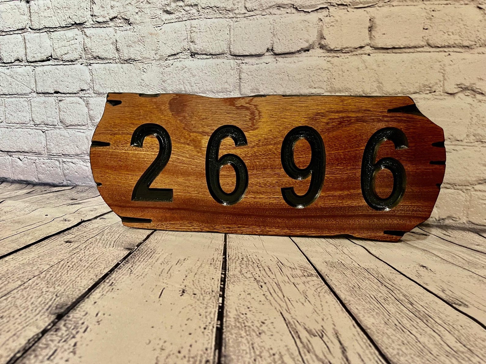 Rustic Wooden Carved House Number Sign, Hand Cut Rustic Address Plaque ...