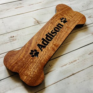 Small Wooden Dog Bone Shape Sign With Paw Prints Personalized With Your ...