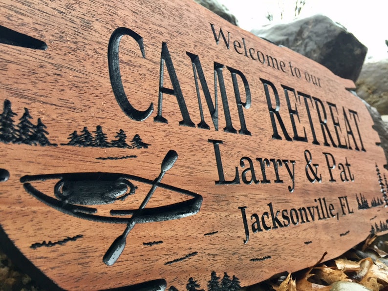 Custom Outdoor Signs Lakehouse Pine Tree Kayak Wooden | Etsy Canada