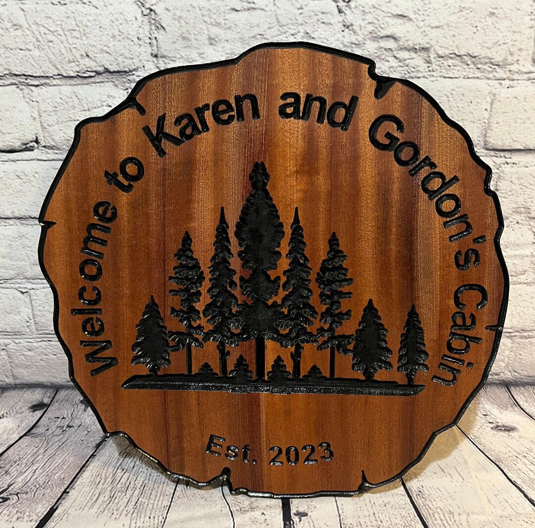 Custom Wooden Carved Sign With a Forest of Trees, Personalized Gift for ...