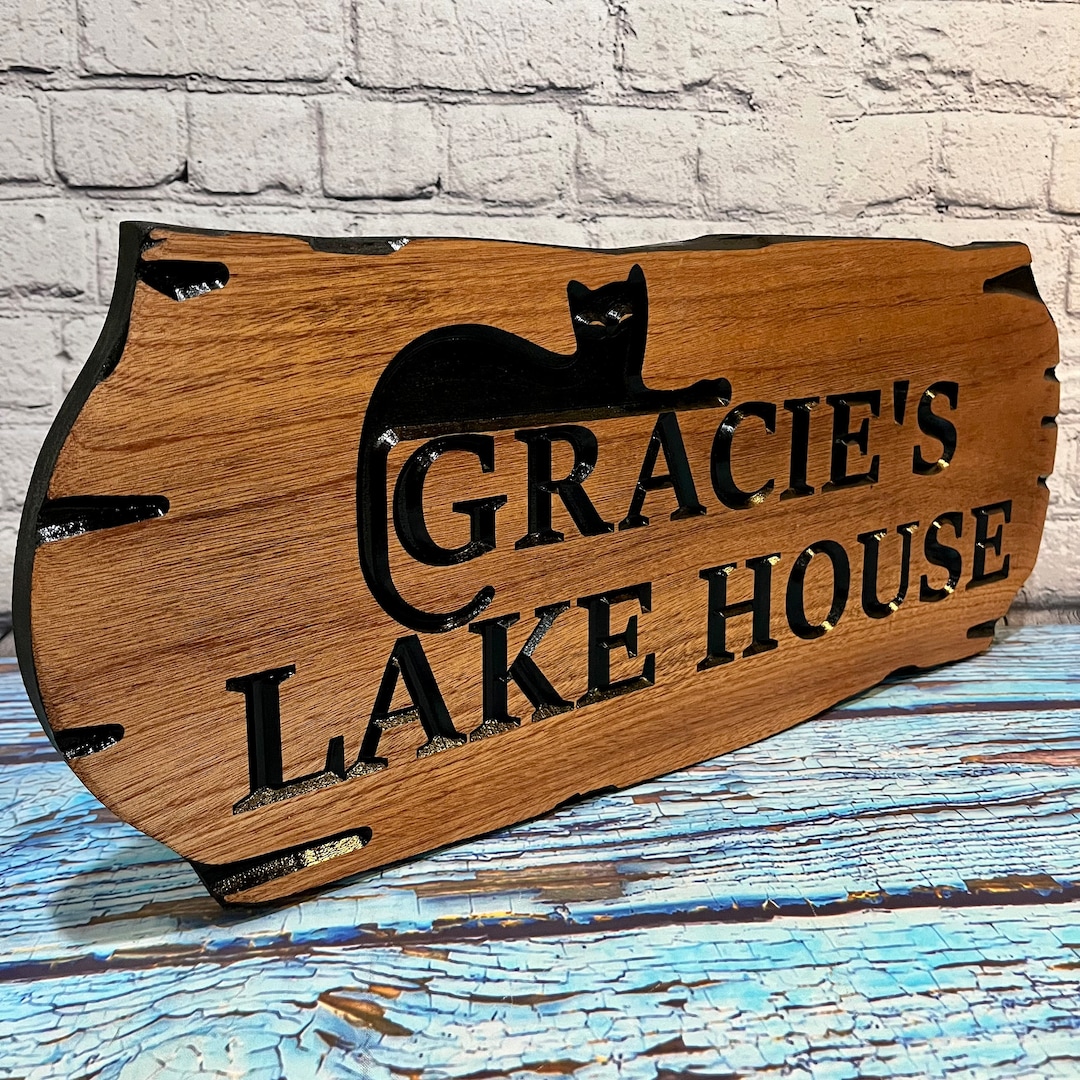 Custom Wood Sign, Personalized Carved Sign for Your Outdoor Cat ...