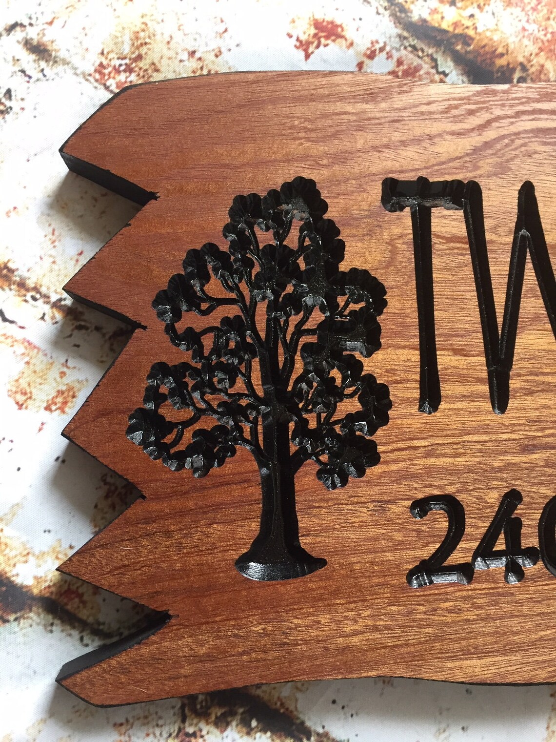 Custom Rustic Sign With Oak Tree Acorn and Jagged Edges | Etsy