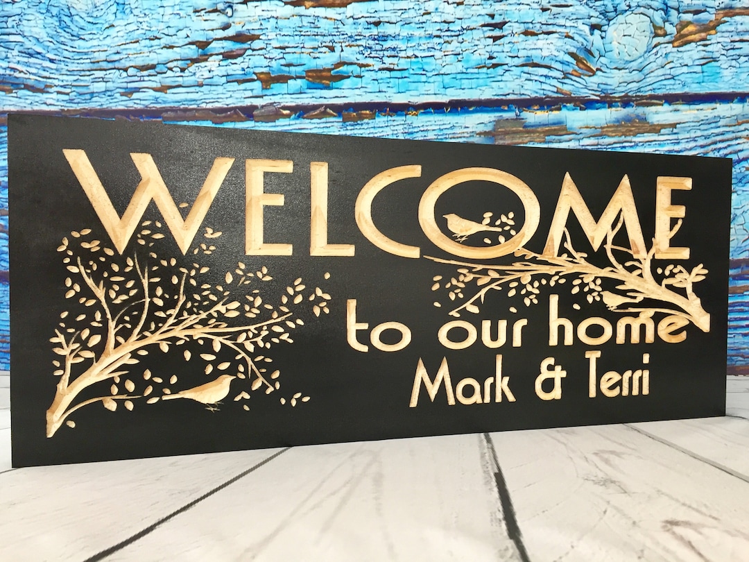 Personalized Welcome Sign for New Home | Rustic Wooden Name Plaque ...