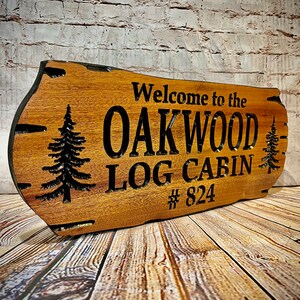 Outdoor Wooden Carved Cabin Sign With Pine Trees, Benchmark Signs - Etsy