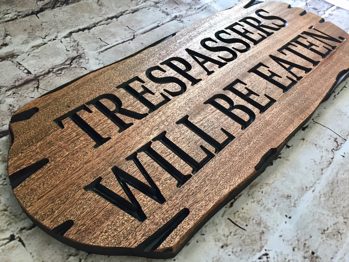 No Trespassing Outdoor Wood Carved Signs Rustic Sign Rustic - Etsy