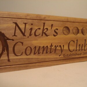 Custom Carved Wooden Golf Sign, Personalized Gift for Dad, Country Club ...