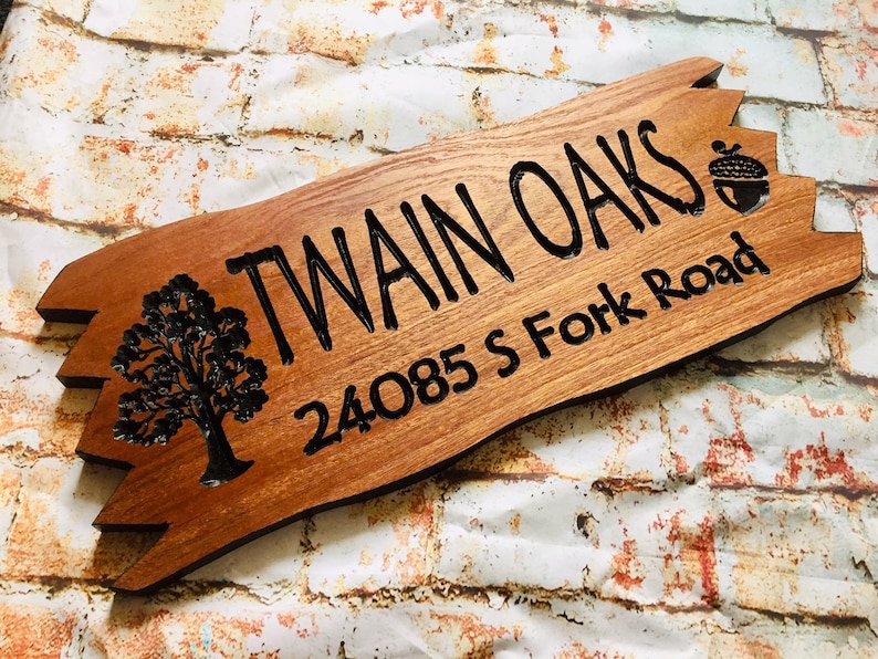 Custom Rustic Sign With Oak Tree Acorn and Jagged Edges - Etsy