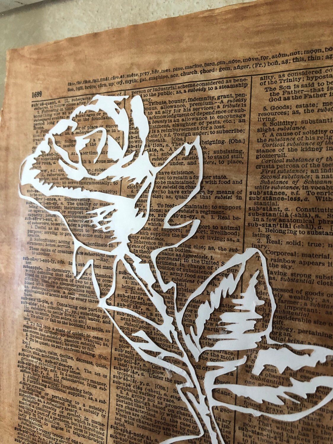Rose picture paper cut art. Papercut Silhouette art. Antique | Etsy