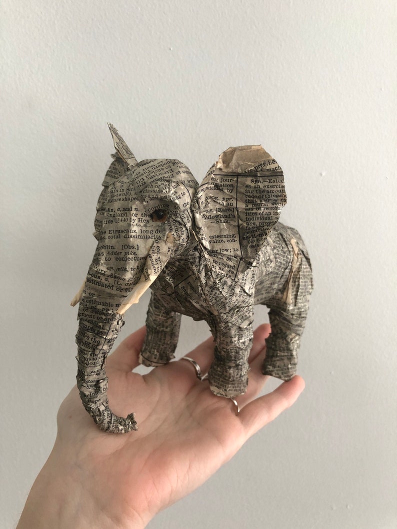 Made to Order Elephant Figurine Paper Sculpture, Elephant Statue ...